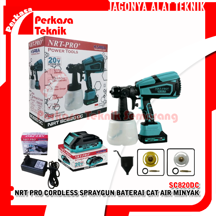Cordless Spraygun NRT PRO SC820DC Spray Gun Baterai Cat Air Minyak 20V ...