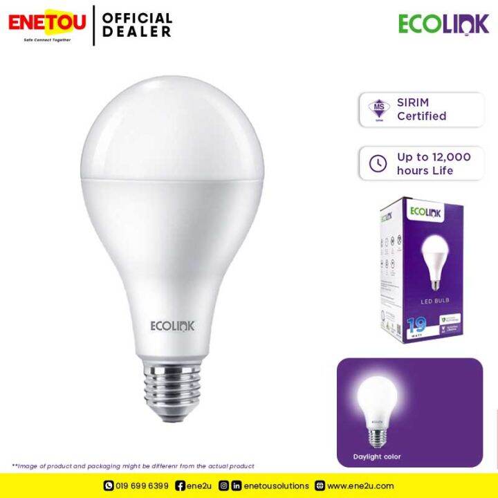 ECOLINK 19W LED BULB E27 A80 230V (6500K) | Lazada
