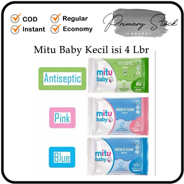 Mitu Baby Wipes Tisu Basah Kemasan Kecil Praktis isi 4 | Lazada Indonesia