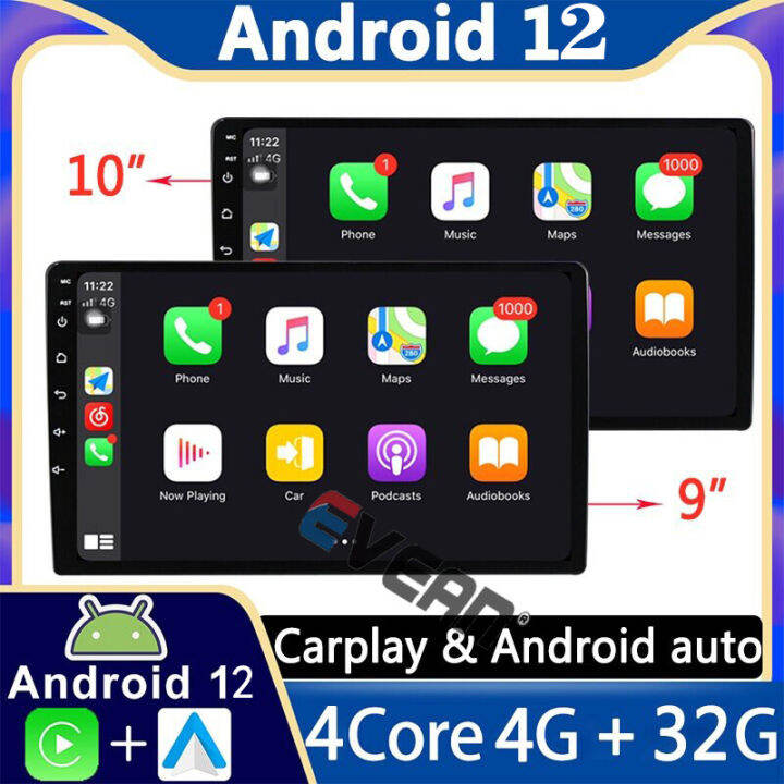 (4GB + 32GB) 9 "/10" Android 12รถวิทยุ Apple Carplay WiFi GPS นำทางบลูทูธสเตอริโอเครื่องเล่น ...