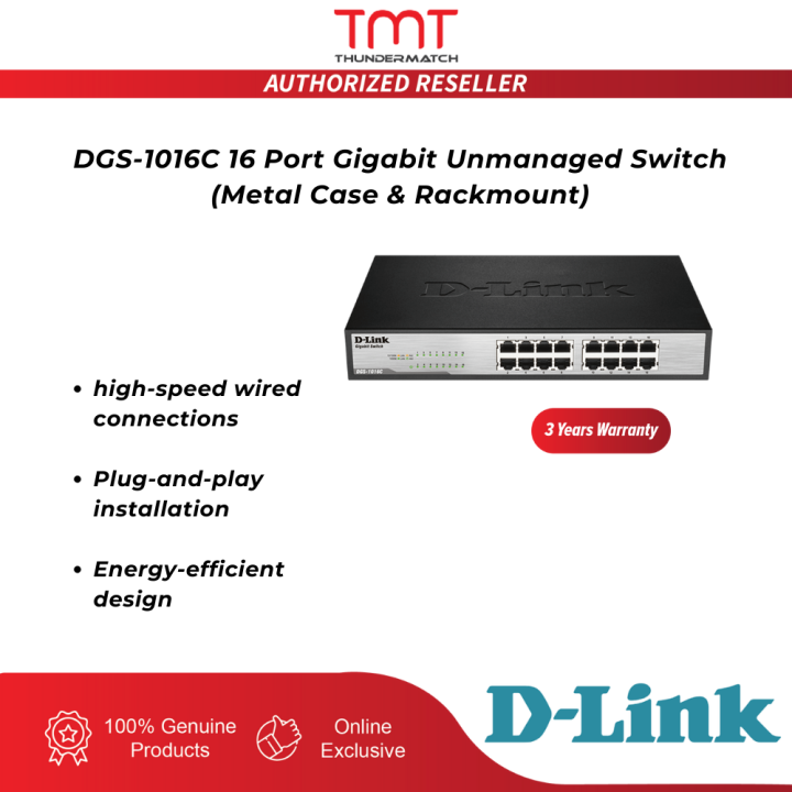 D-Link | DGS-1016C | 16 Port Gigabit Unmanaged Switch (Metal Case ...