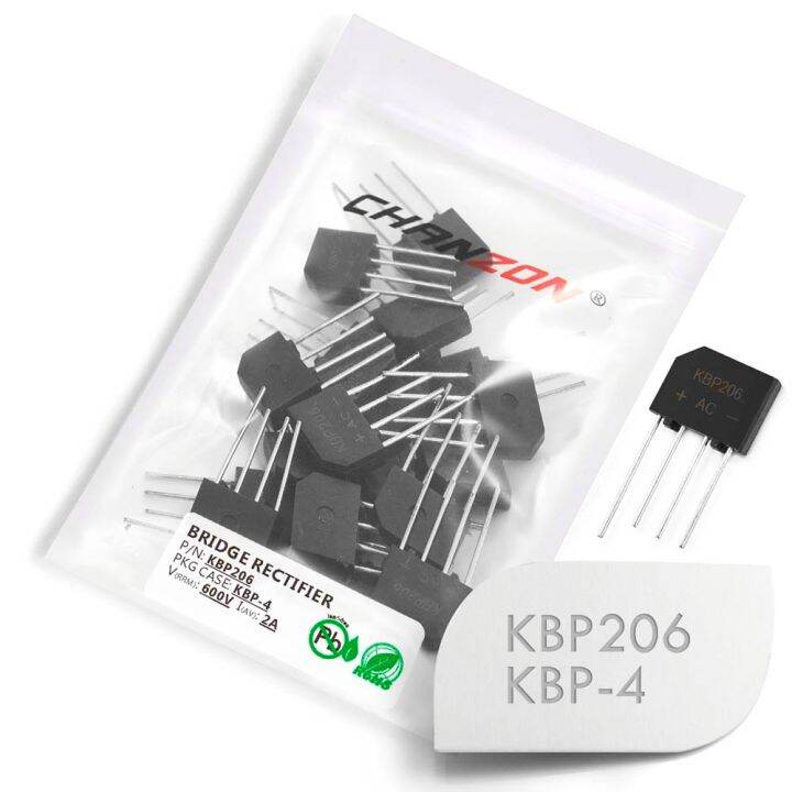 20 Pcs Kbp206 Bridge Rectifier Diode 2a 600v Kbp-4 Sip-4 Single Phase Full Wave 2 Amp 600 Volt ...