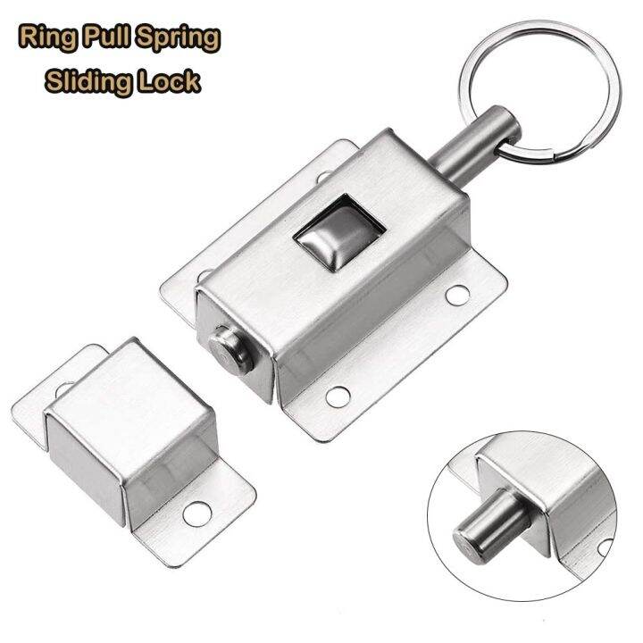 【LZ】♞ Stainless Steel Spring Door Latch with Button Slide Lock Barrel ...