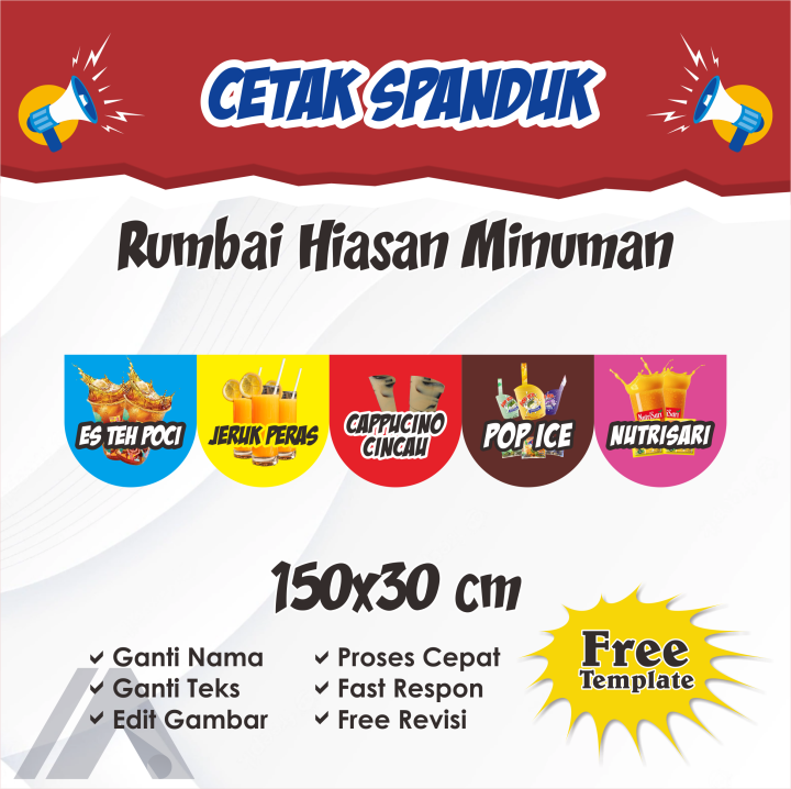 cetak banner spanduk rumbai/hiasan 150x30cm bisa custom | Lazada Indonesia