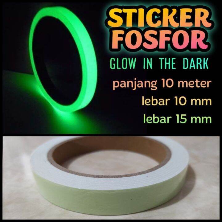 Stiker Fosfor 10 meter Glow in the dark Lakban Isolasi Metal Jig Umpan ...
