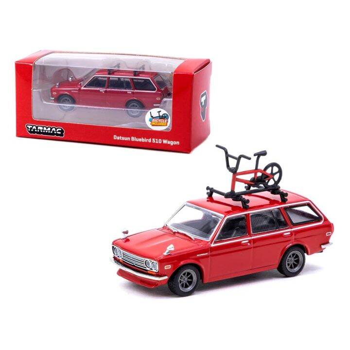 Tarmac Works 1/64 Scale Datsun Bluebird 510 Wagon With Bike & Rack Die ...