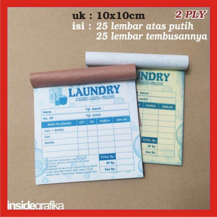 Nota Laundry Rangkap 2 Ply Kecil Kwitansi Laundri Kuitansi Loundry ...