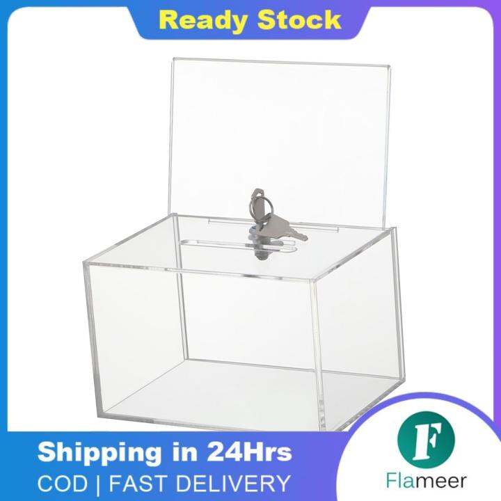 Flameer กล่องอะคริลิคสำหรับบริจาคหวยแบบใสพร้อมล็อกพร้อมช่องใส่จดหมายทาง ...