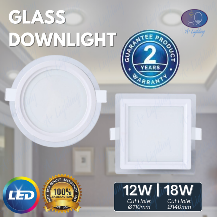 [2 Years Warranty] LED GLASS DOWNLIGHT 12W 18W RECESSED CEILING LIGHT ...