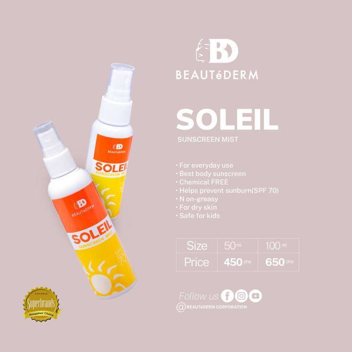 Beautederm Soleil SunScreen Mist 100ml | Lazada PH