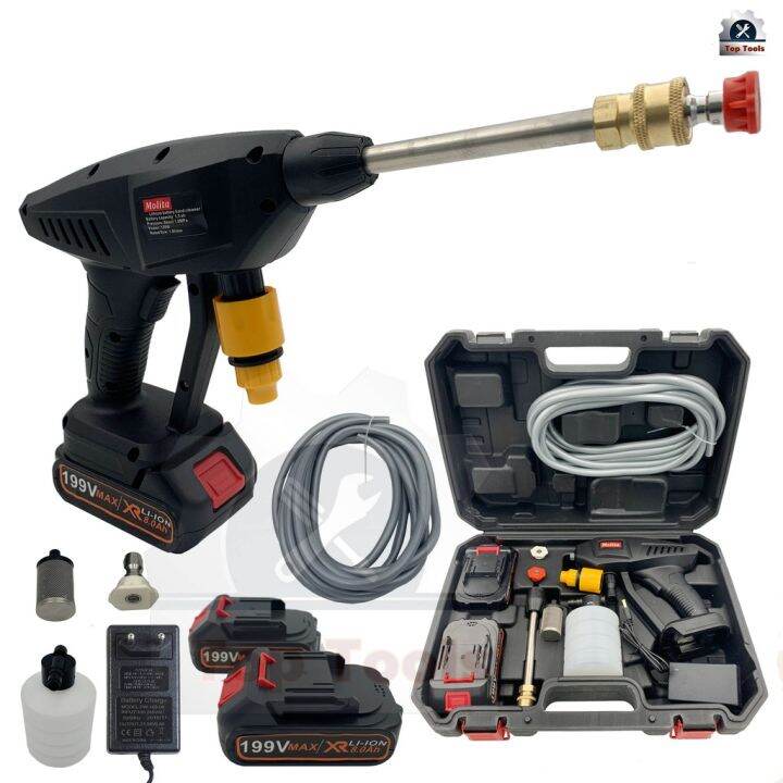 โปรโมชั่น+++ MOLITA เครื่องฉีดน้ำแรงดันสูงไร้สาย 199V (แบต 2 ก้อน) ฉีด ...