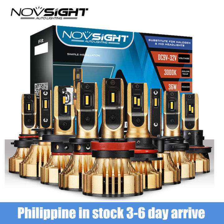 [Philippines in Stock] 30%OFF NOVSIGHT 2pcs A500-N19 H11 72W 12000LM 3000K Gold Yellow LED ...