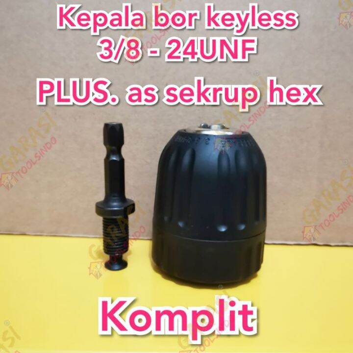 kepala bor keyless 10 mm plus as shank hex sekrup adapter bor 3/8 ...