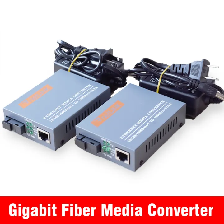 1 Pair 1.25G Gigabit Ethernet Media Converter Single mode simplex Fiber Optic RJ45 1 Optical ...