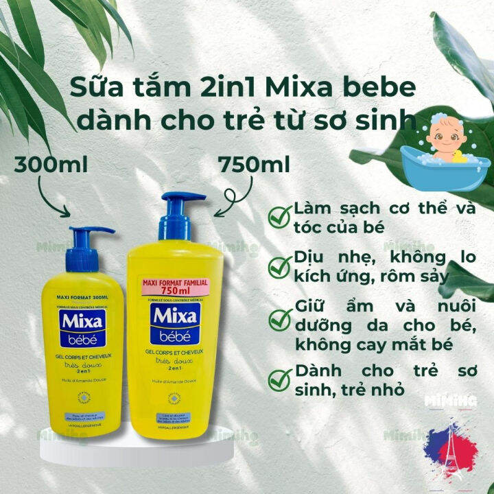 sữa tắm trẻ em mixa bebe 2in1 dành cho trẻ từ sơ sinh, giúp da bé mềm ...