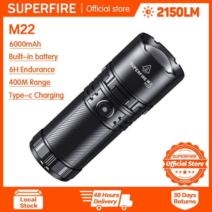 SUPERFIRE M22 Long Range High-power Telescopic Zoom Flashlight Type-c ...