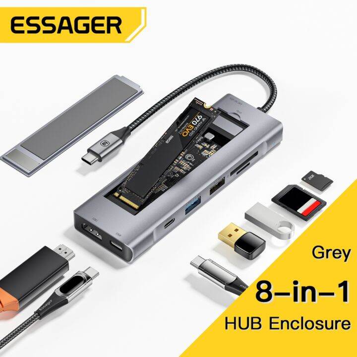 Essager Hub Usb 8 In 1 Hub Usb Tipe C Ke Hdmi Kompatibel Dengan Fungsi