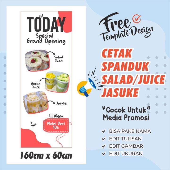 Banner Spanduk SALAD BUAH/JUICE/JASUKE 160 X 60cm BISA DI EDIT | Lazada ...