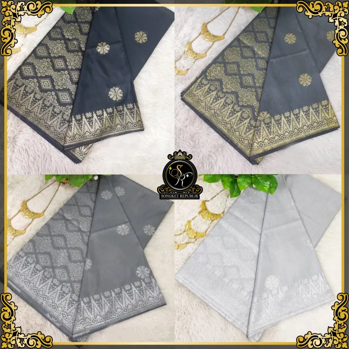 SONGKET BUNGA TABUR 100% COTTON (BLACK & GREY EDITION) | Lazada