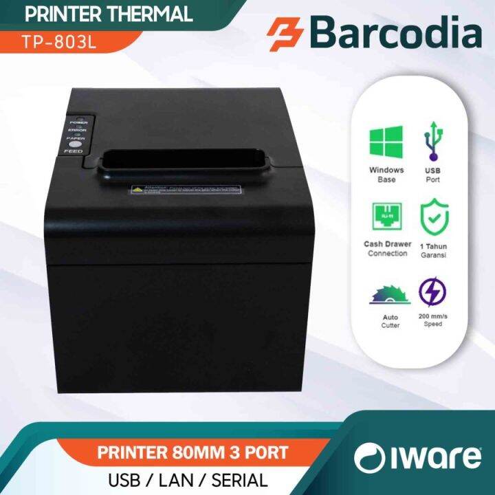 Printer Thermal 80mm Printer Kasir Auto Cutter IWARE TP-803L USB/LAN ...