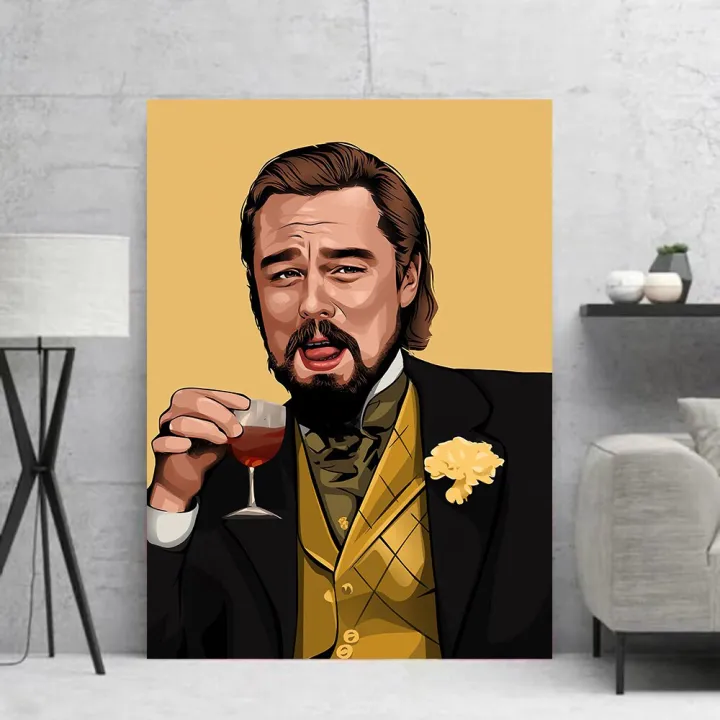 Funny Calvin Candie Leo Laughing Poster and Print Django Meme Canvas ...