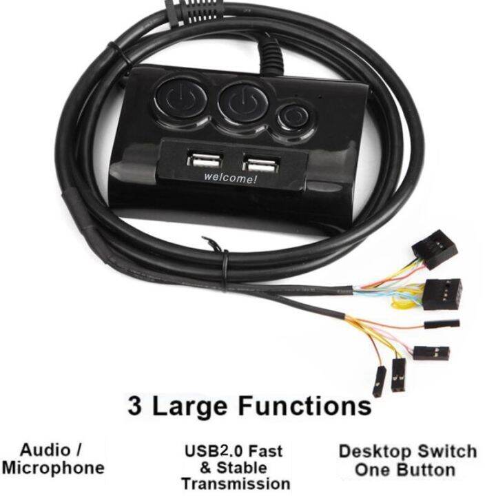 Multifunction Desktop PC Switch 2 USB Ports Microphone Port Computer ...