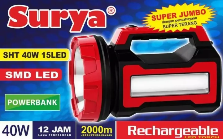 Senter Led Lampu Emergency Surya SHT 2 in 1 L3w 12 LED Super Terang | Lazada Indonesia