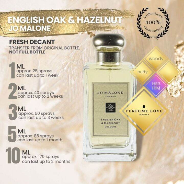 PERFUME DECANT JM English Oak & Hazelnut woody and nutty notes | Lazada PH