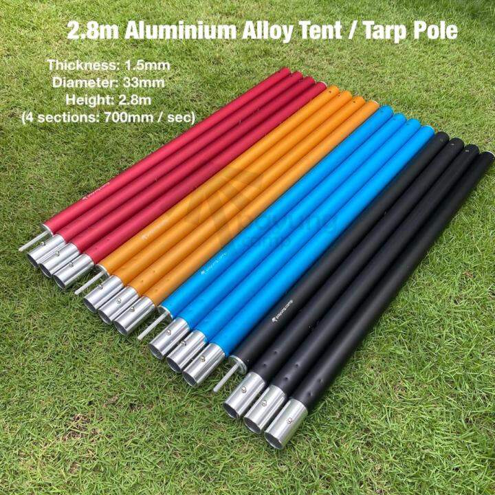 PAYUNG.CAMP 2.8 / 2.4 Meter Tent Pole Rod Post Flysheet Tarp Shelter ...