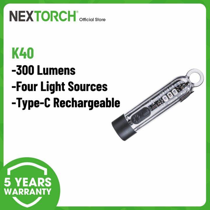 Nextorch K40 Mini Keychain LED Flashlight, Rechargeable Type-C Keyring Light, Super Bright EDC ...