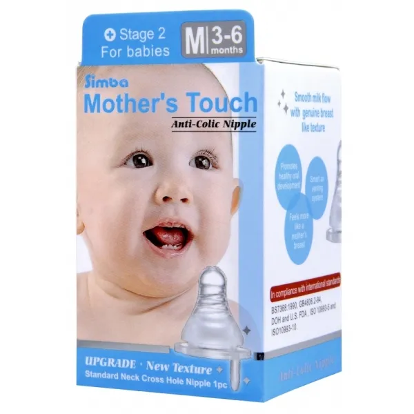 Simba Mother's Touch Anti-Colic Standard Neck Cross Hole Nipple (3-6m ...
