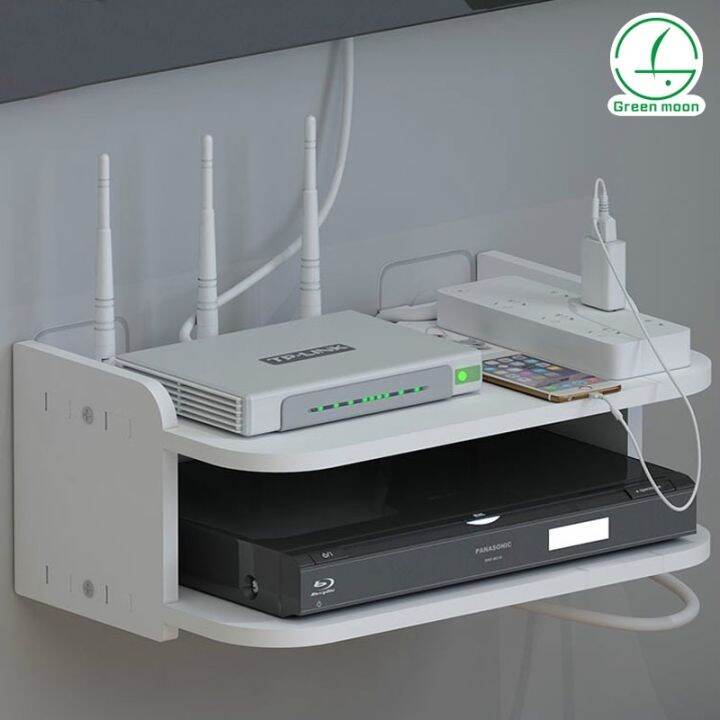 Green Moon living room TV wall set-top box rack router storage box wall ...