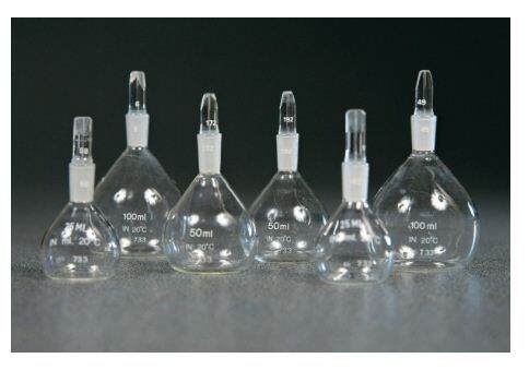 "DENSITY BOTTLE, WITH ONE GROUND CAPILLARY STOPPER, HIGH BOROSILICATE ...