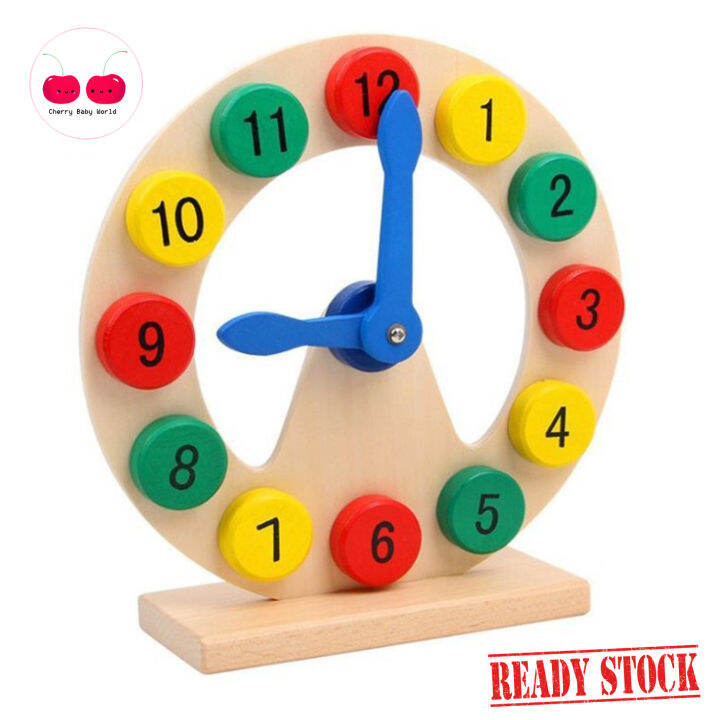 Wooden Clock Toy Numeral Clock Toy Montessori Educational Toy Time and ...