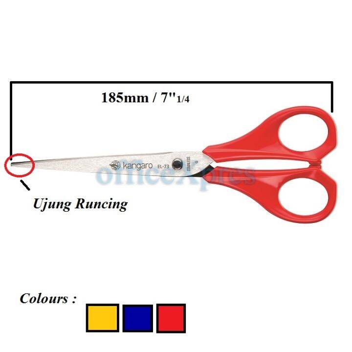 Gunting Kertas Besar / Gunting Kertas 7 inch (18cm) / Scissors EL73 Kangaro | Lazada Indonesia