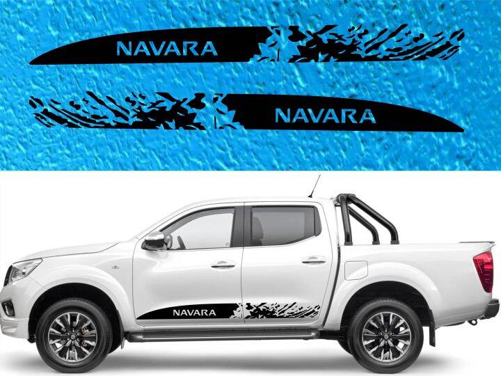 Nissan NAVARA car side skirts sticker (black glossy) - 1set (1pair ...