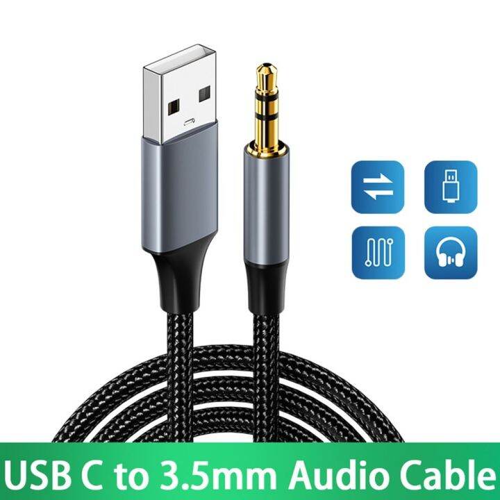 AIMEE สำหรับแล็ปท็อปพีซี สายอะแดปเตอร์ แจ็ค USB A ถึง3.5 ลำโพงสําหรับสตรี สาย AUX USB เป็น3.5มม. ...