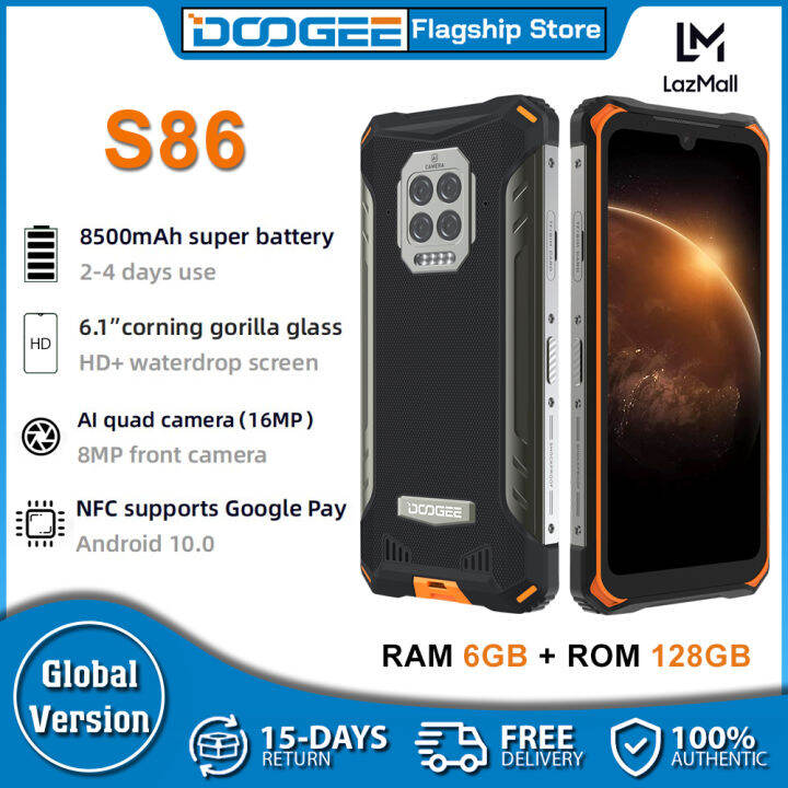 DOOGEE S86 Rugged Smartphone 6.1 inch 8500mAh 24W Fast Charge, IP68 Waterproof, 6+128GB, AI Quad ...