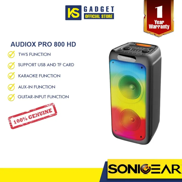 SonicGear Audiox Pro 800HD Bluetooth FM Radio Portable Speaker with 2 Wireless Mic | Lazada