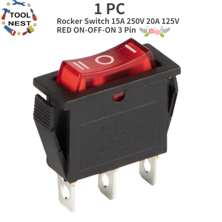Tool Nest Rectangular Rocker Switch 20A 125V 3 Pin Car Electrical ...
