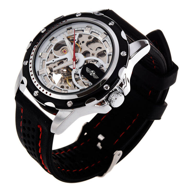 Mechanical Automatic Skeleton Men's Stylish Silicone Sport Wrist Watch ...