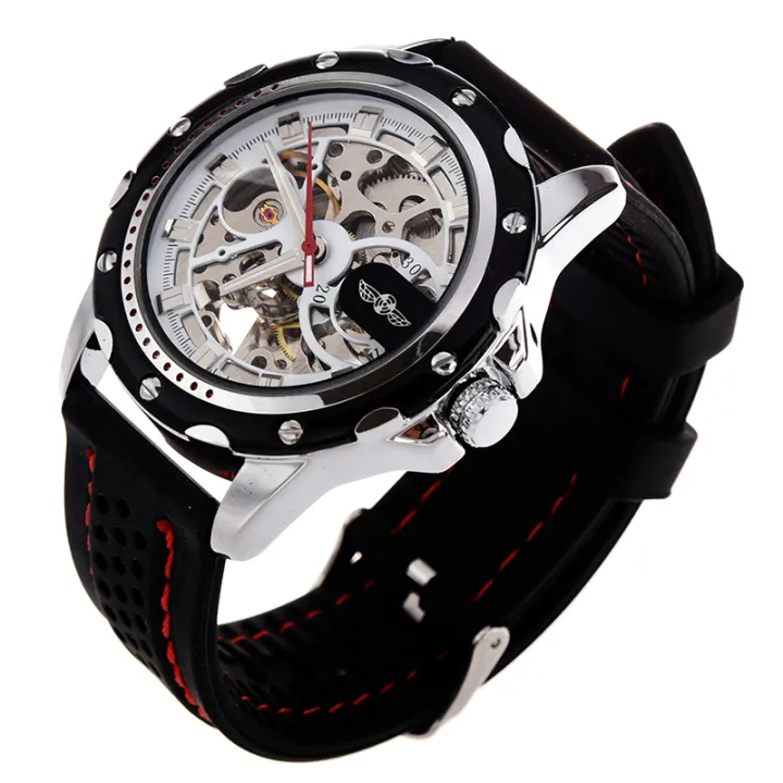 Mechanical Automatic Skeleton Men's Stylish Silicone Sport Wrist Watch ...