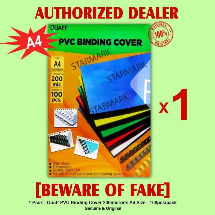Quaff PVC Binding Cover Covers CLEAR - A4 Size 100pcs per pack - 1 Pack ...
