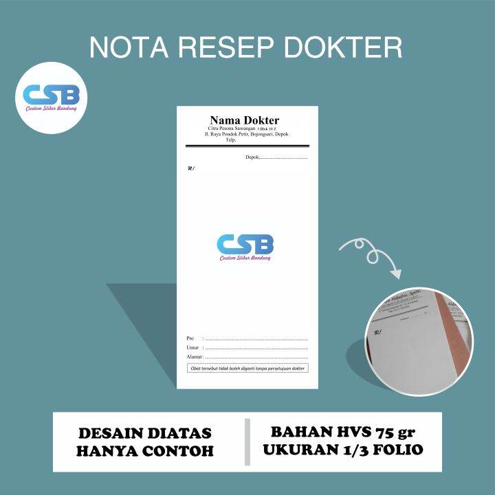 Cetak Resep Dokter / Kwitansi 11x21cm Kertas HVS | Lazada Indonesia
