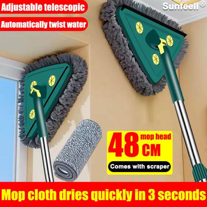 【Quick dry in 3 seconds】mop with squeezer heavy duty map 360° Rotatable ...