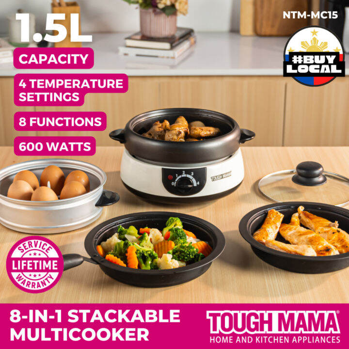 Tough Mama NTM-MC15 Stackable 8in1 Multicooker Non-stick Pans Energy Saving Cooker 1.5L Handy ...