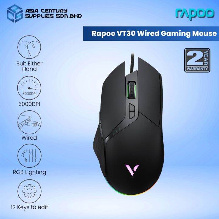 Rapoo VT30 Wired Optical RGB Gaming Mouse 3000DPI [2 Years Warranty ...