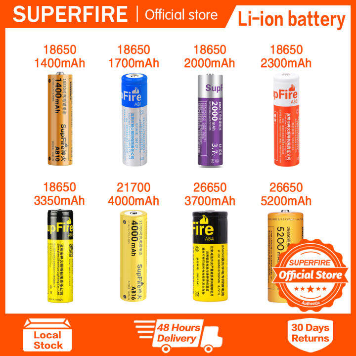 SUPERFIRE Flashlight 18650/21700/26650 Li-ion Battery Charger 1400/1700/2000/2300/3350/3700/4000 ...