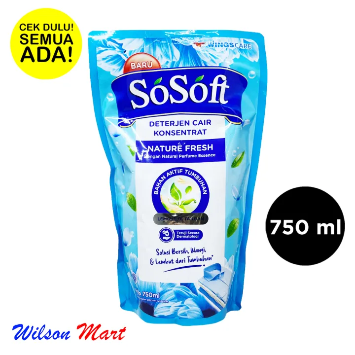 SOSOFT NATURE FRESH BIRU 750 ML REFILL SO SOFT DETERJEN CAIR KONSENTRAT ...