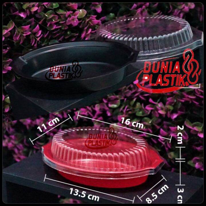 Isi 50pcs Tray Spaghetti Mika Oval Box makanan Warna Hitam + Tutup ...